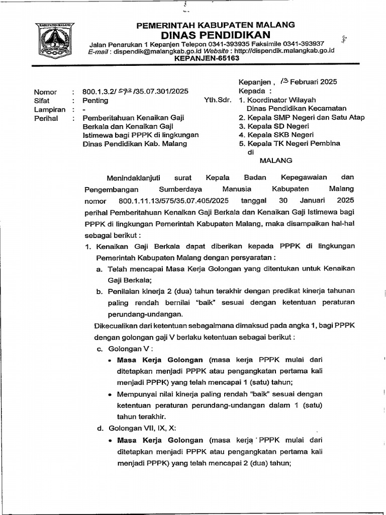 Pemberitahuan KGB dan KGI bagi PPPK | PDF