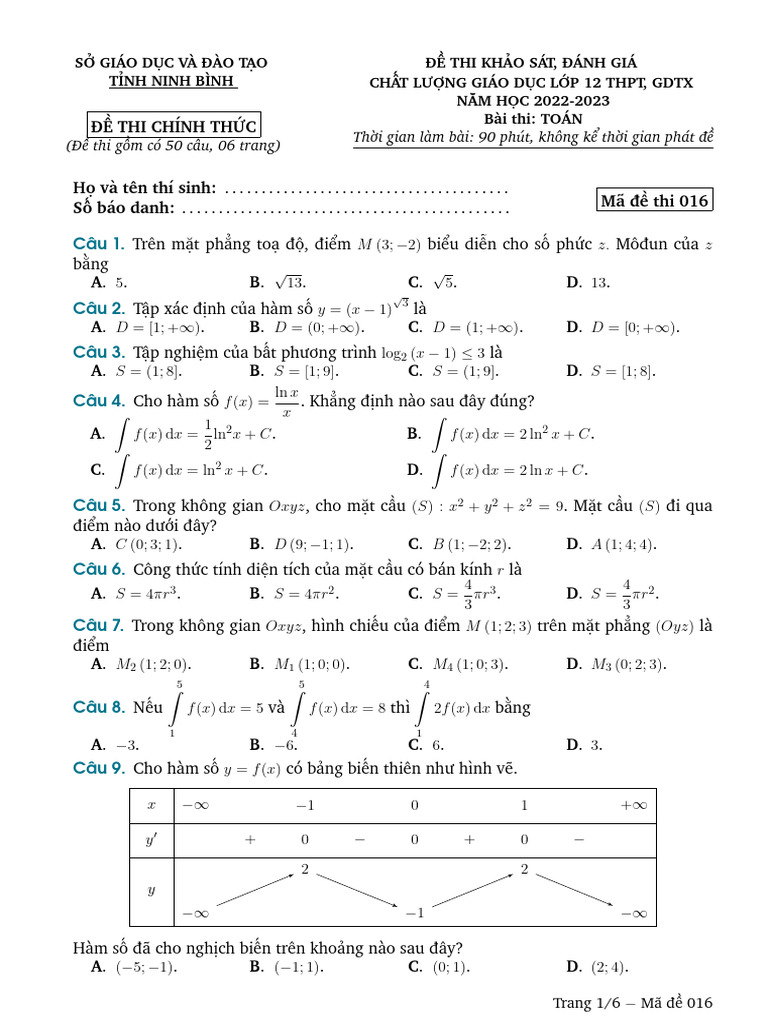 TT SoNinhBinh 2023 L2 016 | PDF