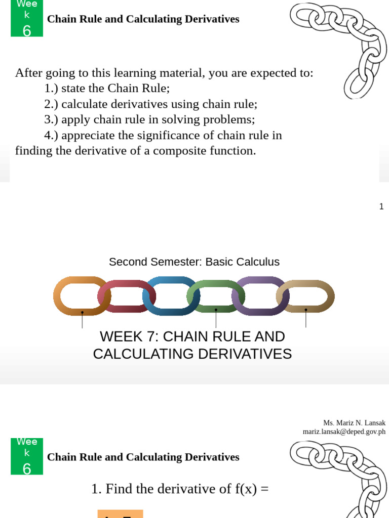 BC Week6 Chain Rule | PDF | Differential Calculus | Mathematical Relations