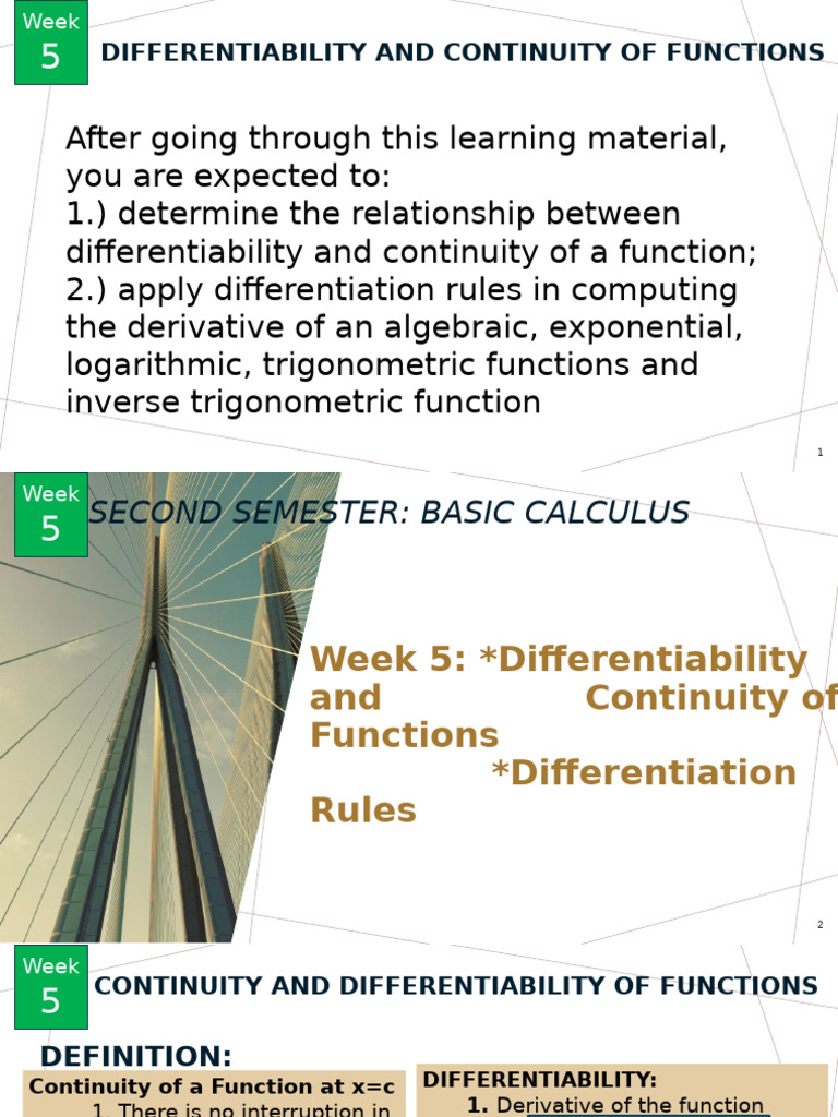 Bc Week5 Differentiability And Derivative Pdf Derivative Function