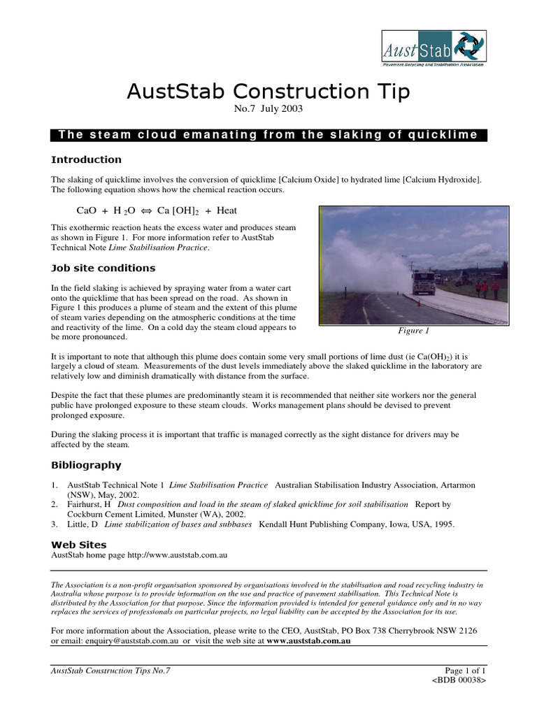 Quicklime Slaking Steam Management Tips | PDF | Lime (Material) | Materials