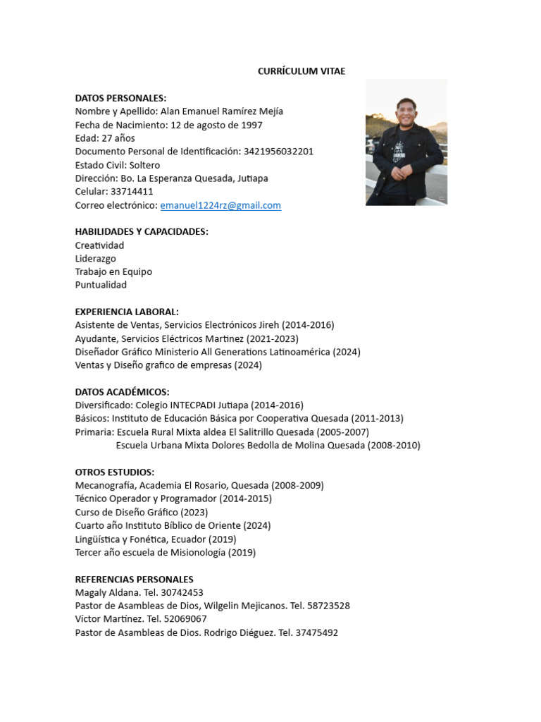 Currículum Vitae Emanuel Ramírez. | PDF