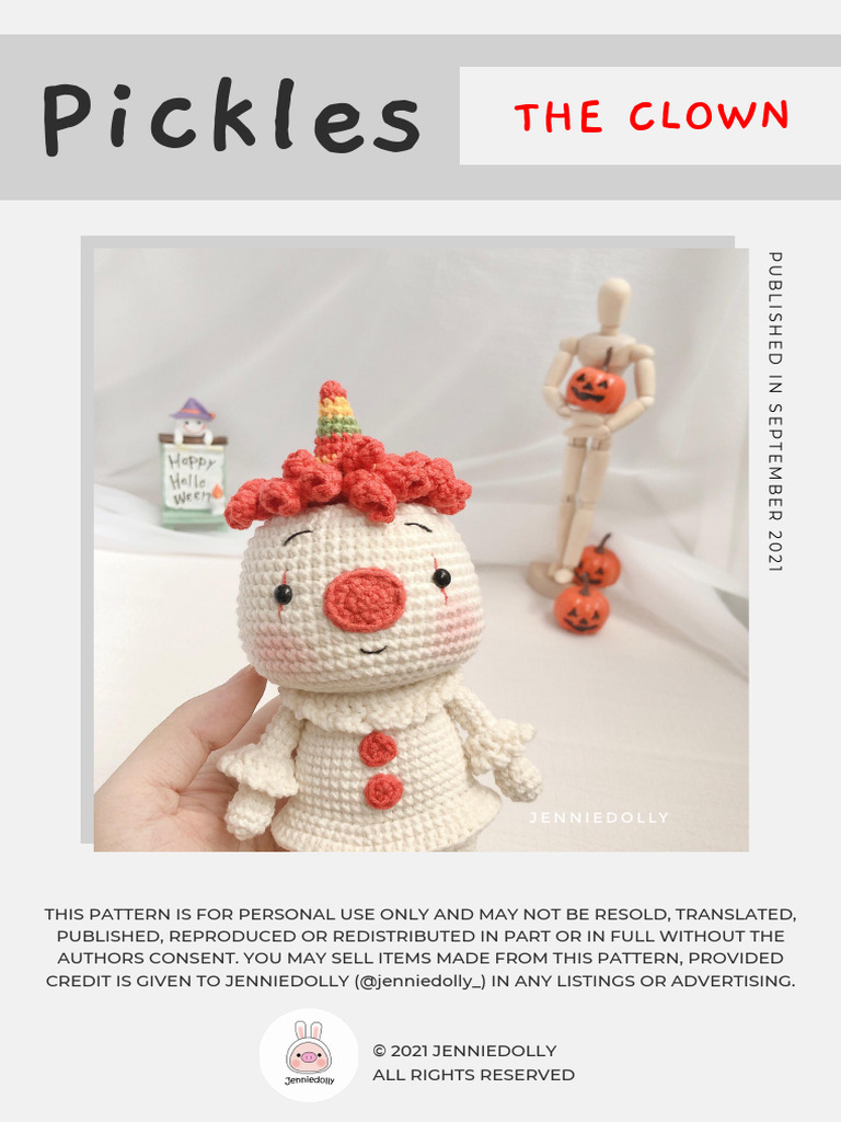 Pickles the Clown Crochet Pattern | PDF | Crochet | Needlework