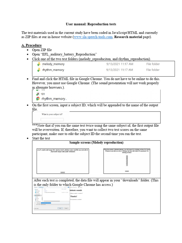 User Manual for Reproduction Tests | PDF