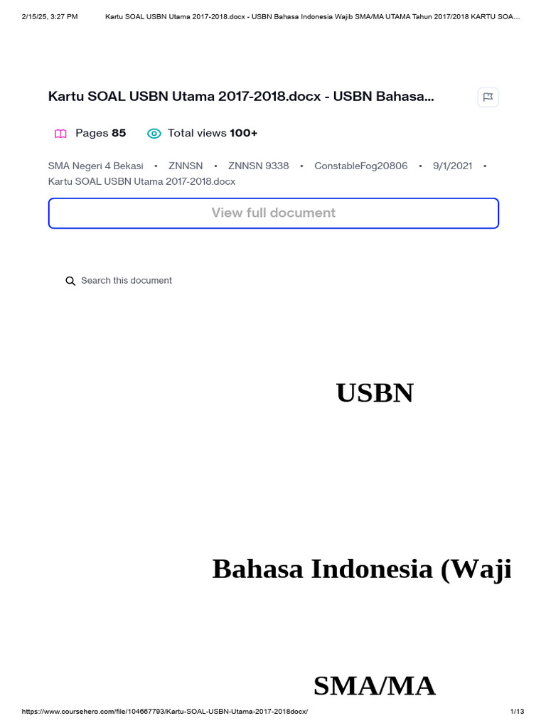 Kartu Soal Usbn Utama 2017-2018.Docx - Usbn Bahasa Indonesia Wajib Sma_ma Utama Tahun 2017_2018 ...