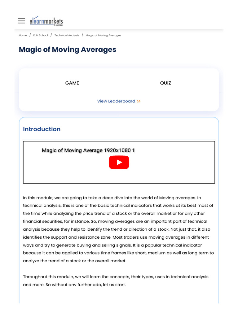 Know The Magic of Moving Averages | PDF | Moving Average | Technical Analysis