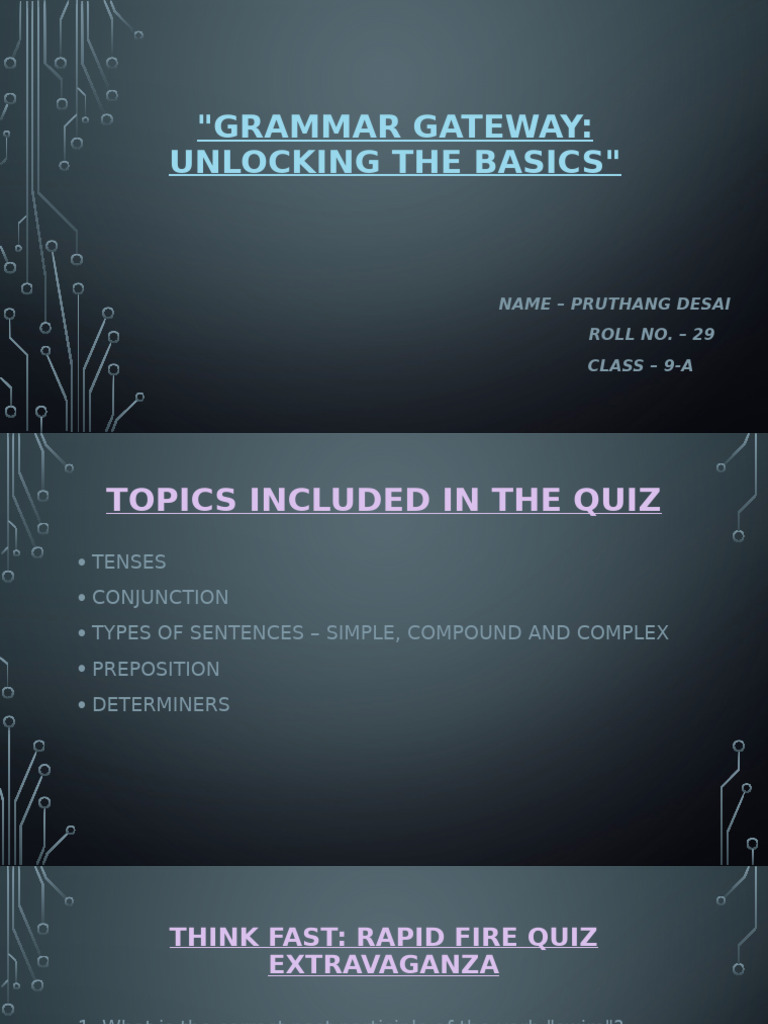Grammar Gateway Basics Quiz | PDF