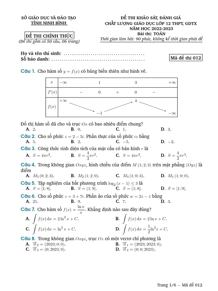 TT SoNinhBinh 2023 L2 012 | PDF
