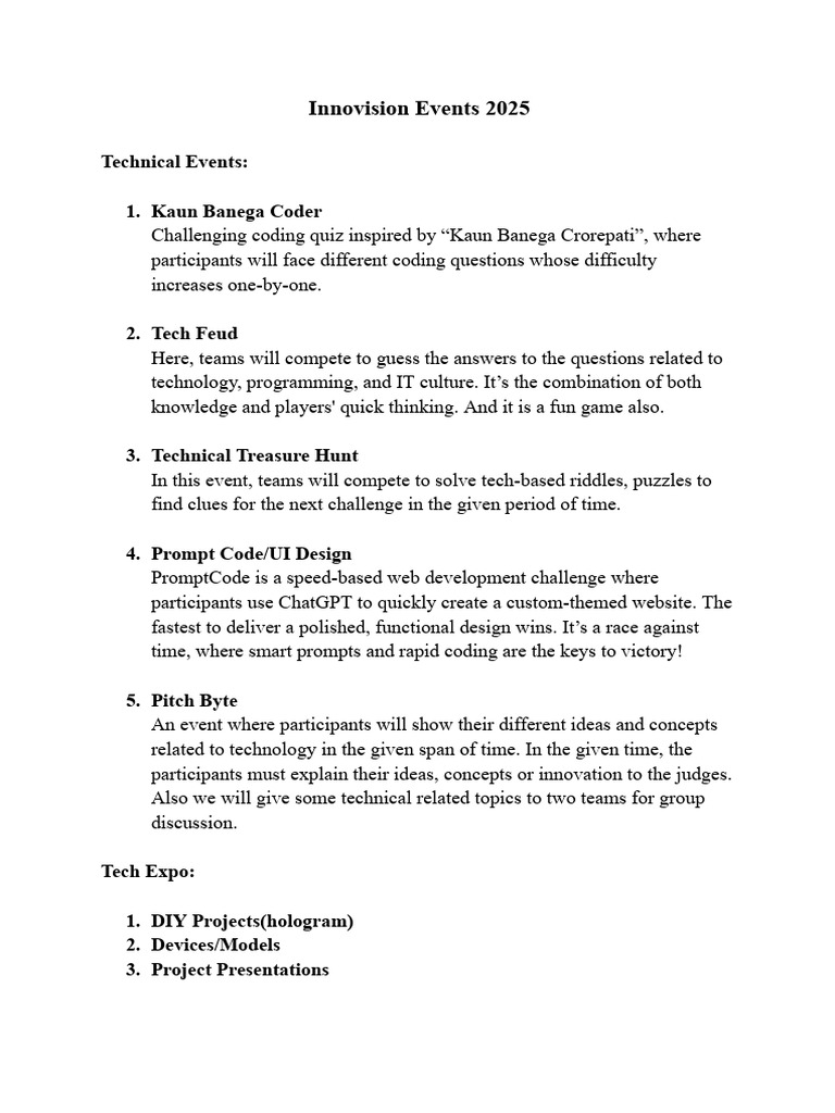 Innovision Events 2025 | PDF