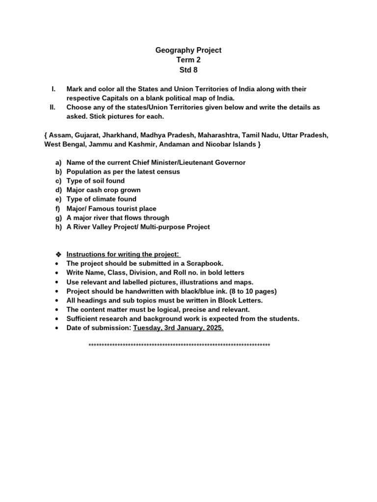 STD 8 - Term 2 Geography Project | PDF