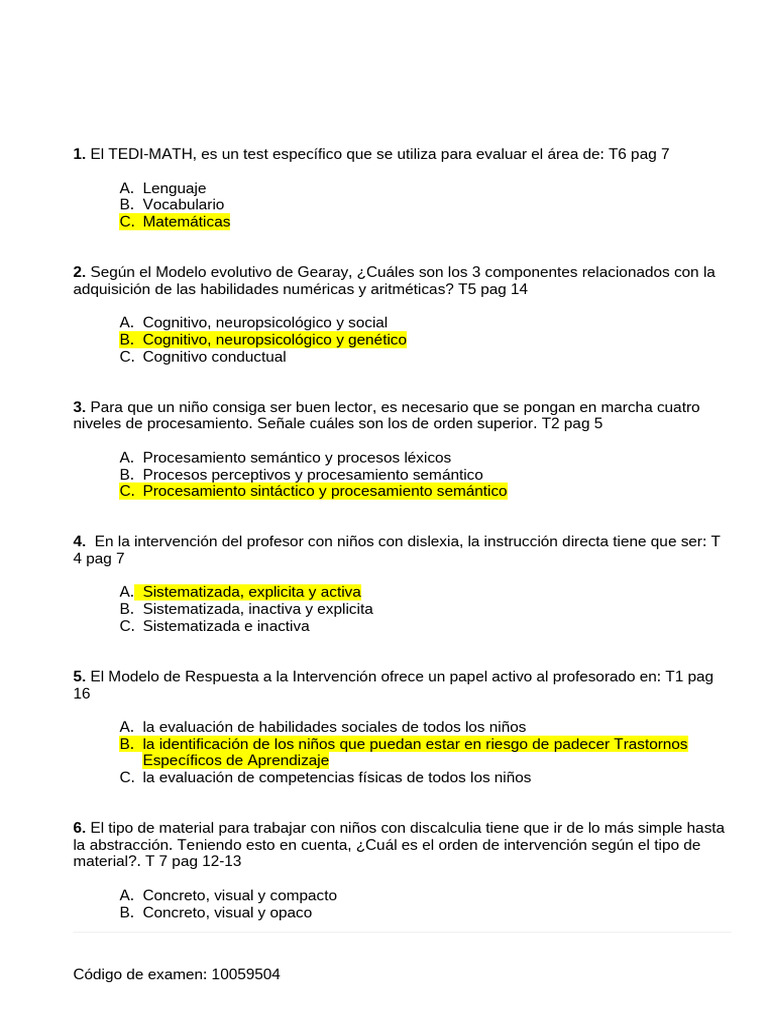 Examen de Dislexia | PDF | Desorden hiperactivo y deficit de atencion ...