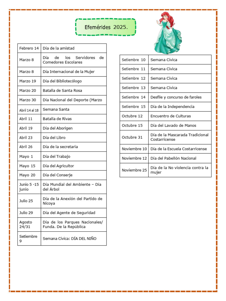 11cronograma de Efemérides jmr-1 | PDF