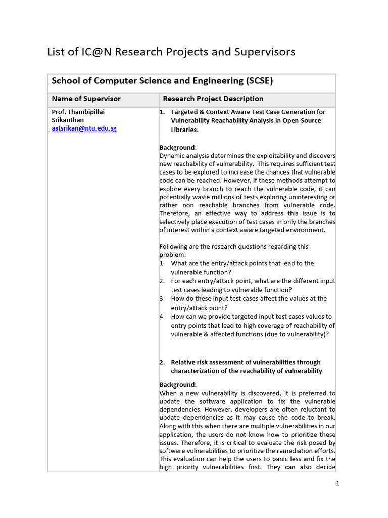 IC@N Research Projects SCSE May 2022 Updated (LATEST) | PDF | Deep ...