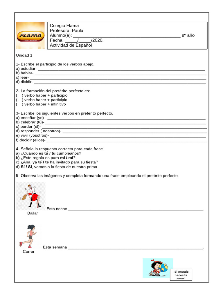 Ejercicios de Participios y Pretérito Perfecto | PDF