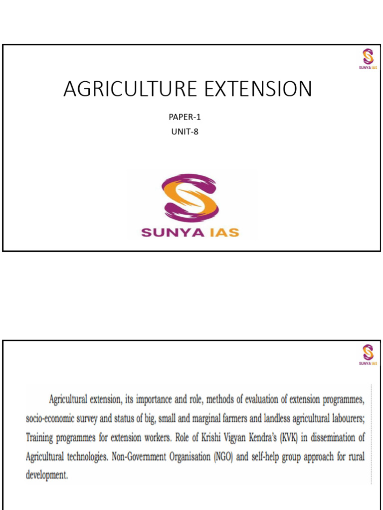 Unit-8 Agriculture Extension | PDF | Agriculture | Natural Environment