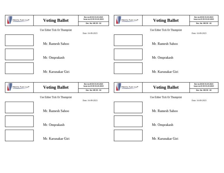 MF - SF - 02 - Ballot Paper | PDF