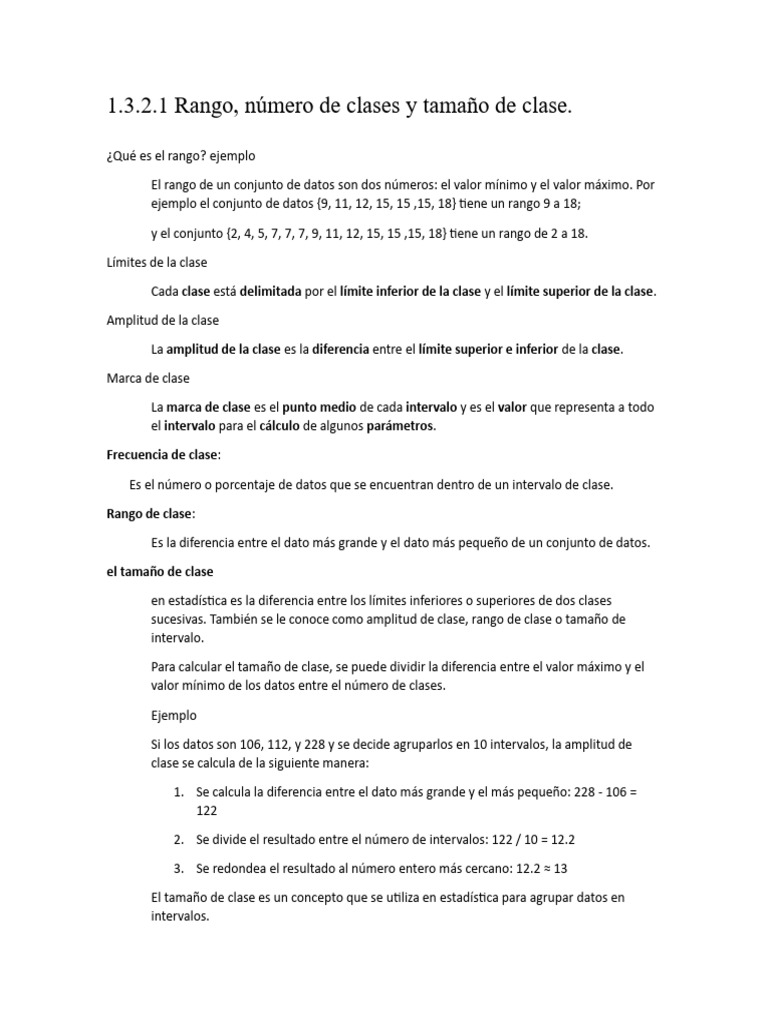 1321 Rango Número de Clases y Tamaño de Clase | PDF