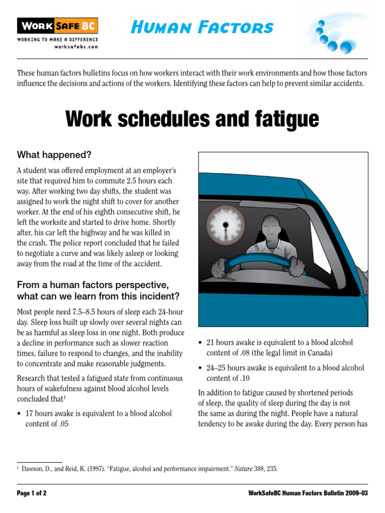 Work Schedules and Fatigue | PDF | Shift Work | Sleep