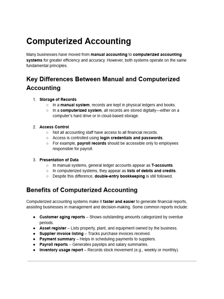 COMPUTERIZED ACCOUNTING | PDF | Information Technology Management | Information Technology