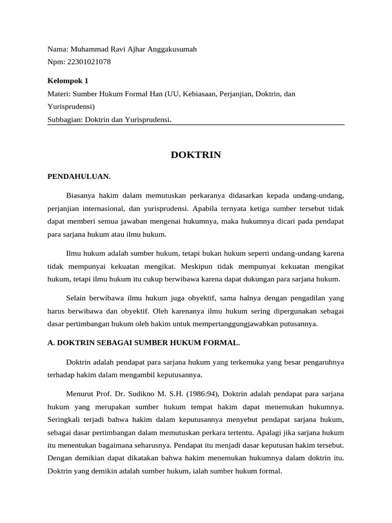 Perbedaan Doktrin dan Yurisprudensi | PDF