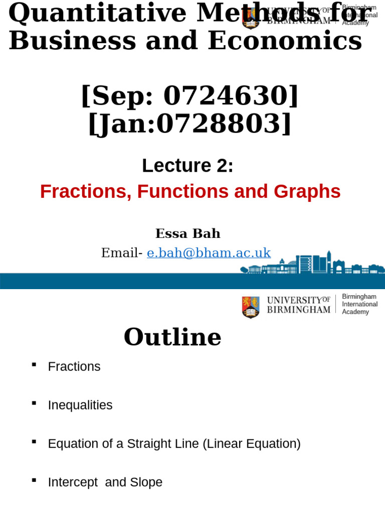 Lecture 2 Fractions Functions and Graphs | PDF | Inequality (Mathematics) | Equations