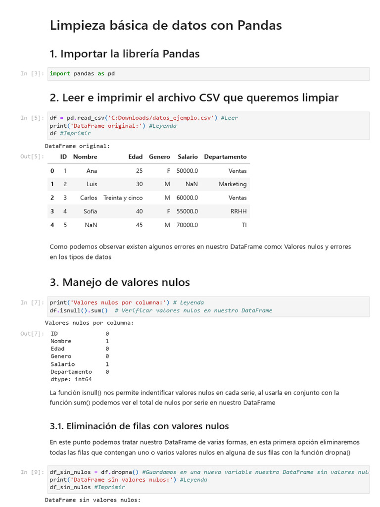 Limpieza de Datos Con Pandas | PDF | Informática | Programación de computadoras