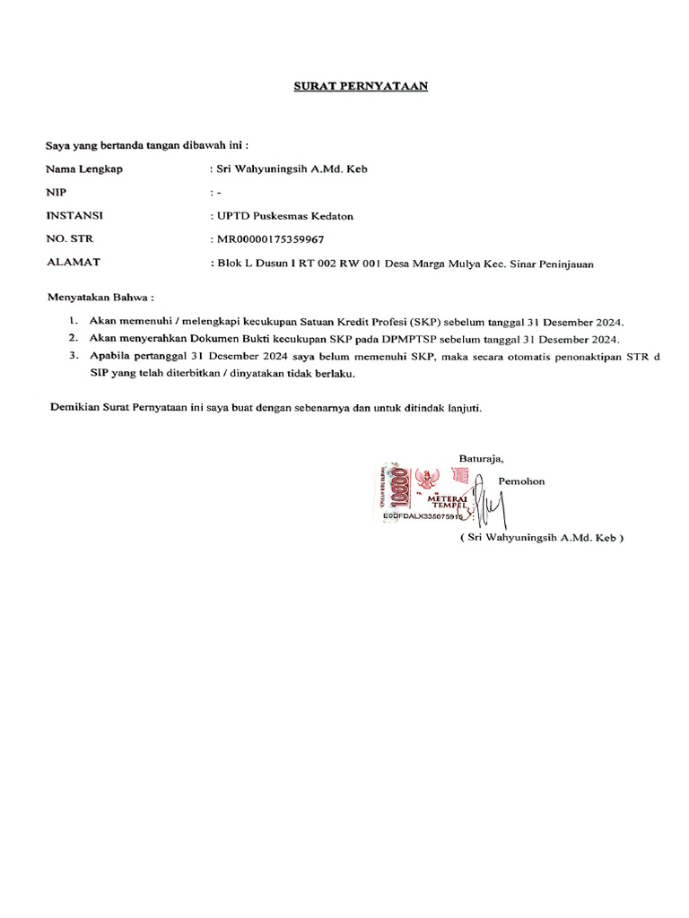 Contoh Perpanjang Sip | PDF
