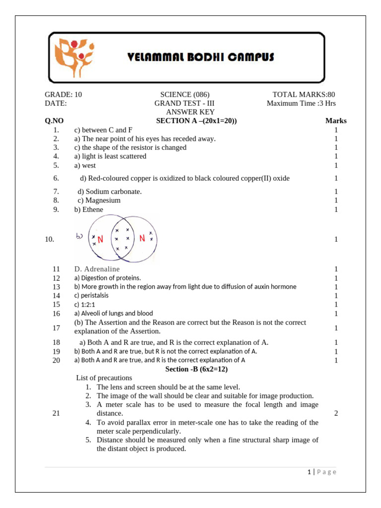Grade 10 Science Answer Key | PDF