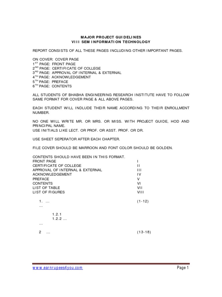 Major Project Report Format For Final Year Students | PDF | Information ...