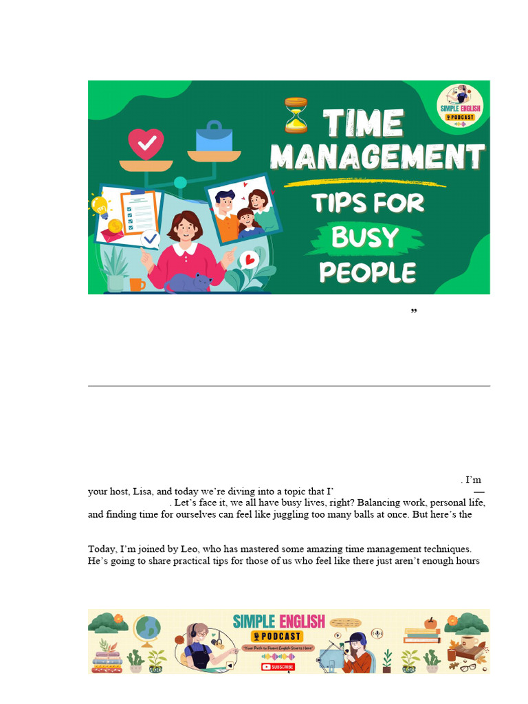 Time Management for Busy Lives | PDF | Time Management | Professional ...