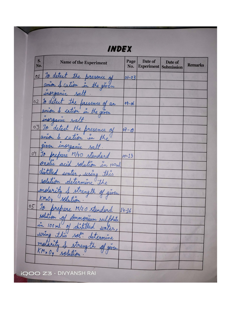 Chemistry Practical Copy 12th 2022-23 | PDF