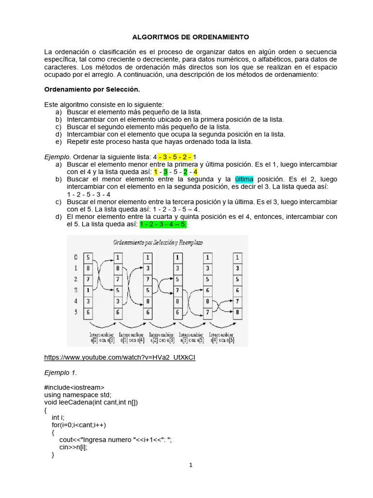 Algoritmos De Ordenamiento Pdf Programación De Computadoras Algoritmos Y Estructuras De Datos