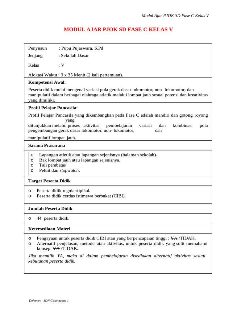 07 MODUL AJAR LOMPAT JAUH_27_07_2021 (1) | PDF
