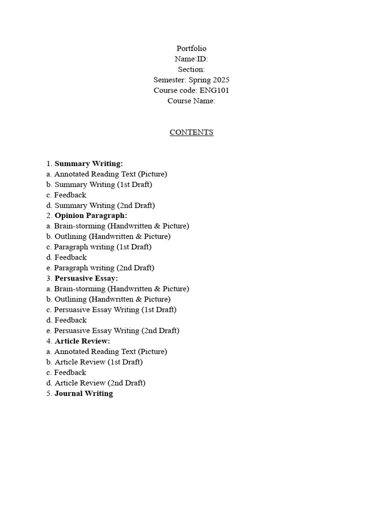 Portfolio Cover Page For Google | PDF