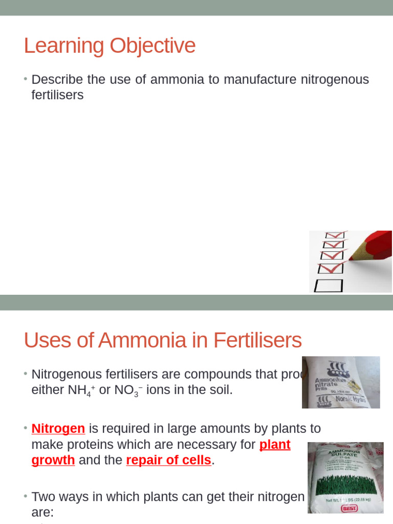 SLS Lesson Ammonia - Fertilisers and Ammonium Salts | PDF