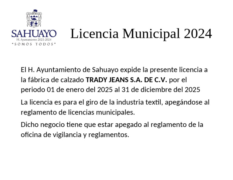 Licencia Municipal | PDF