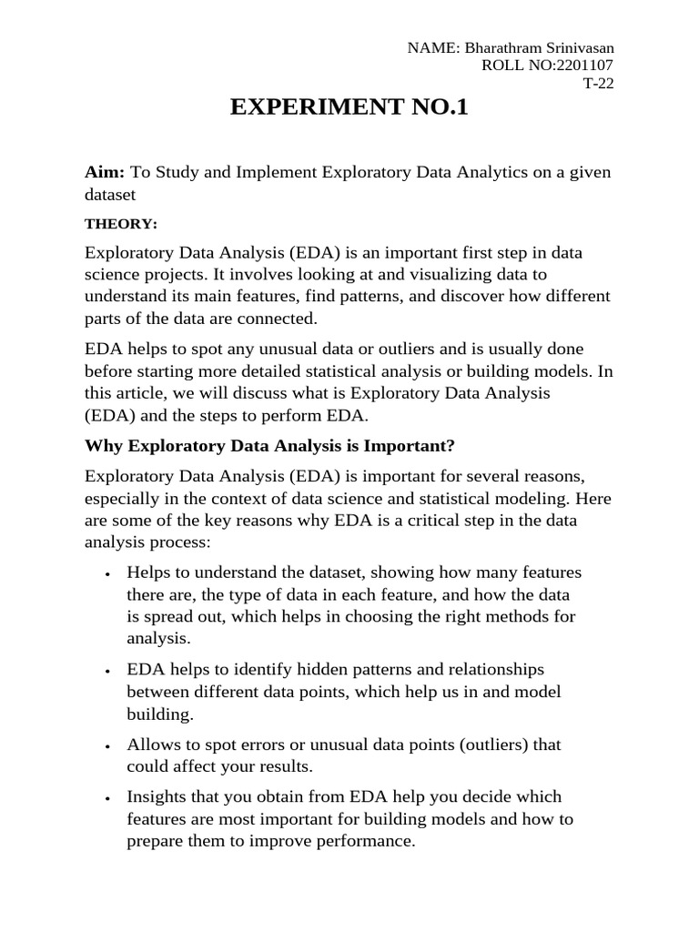 ML EXP1_2201107 | PDF | Data Analysis | Dependent And Independent Variables ML EXP1_2201107 | PDF | Data Analysis | Dependent And Independent Variables