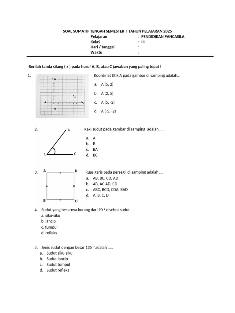 Soal - Sts Matematika Sem 2 | PDF