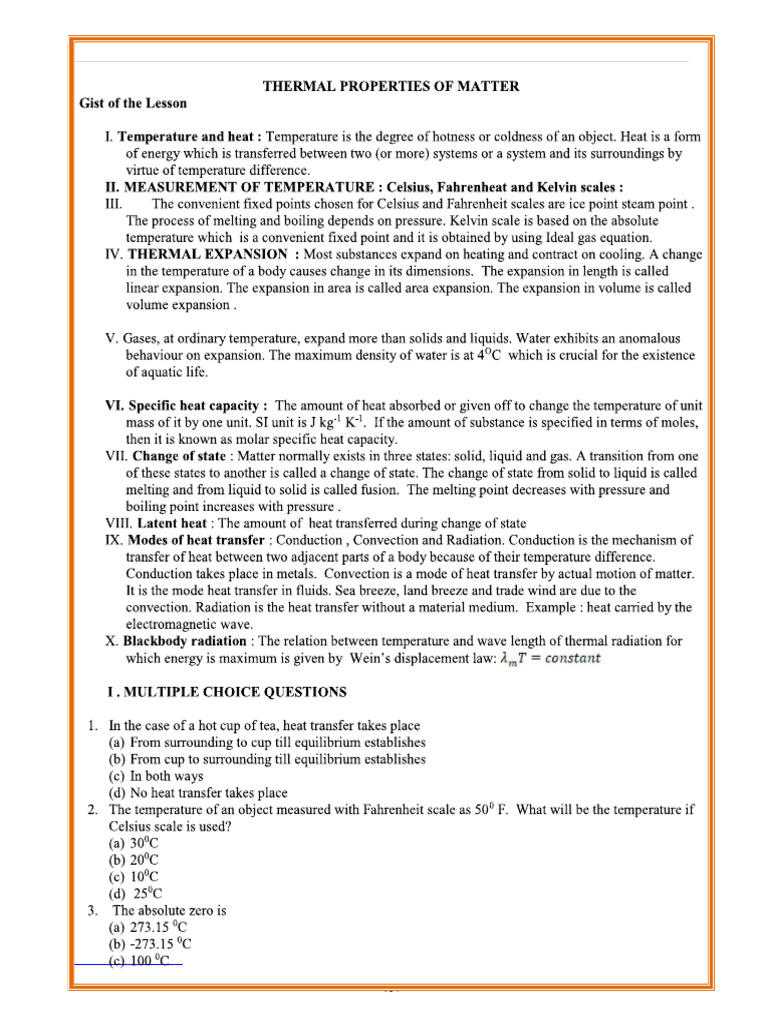 Thermal Properties of Matter | PDF