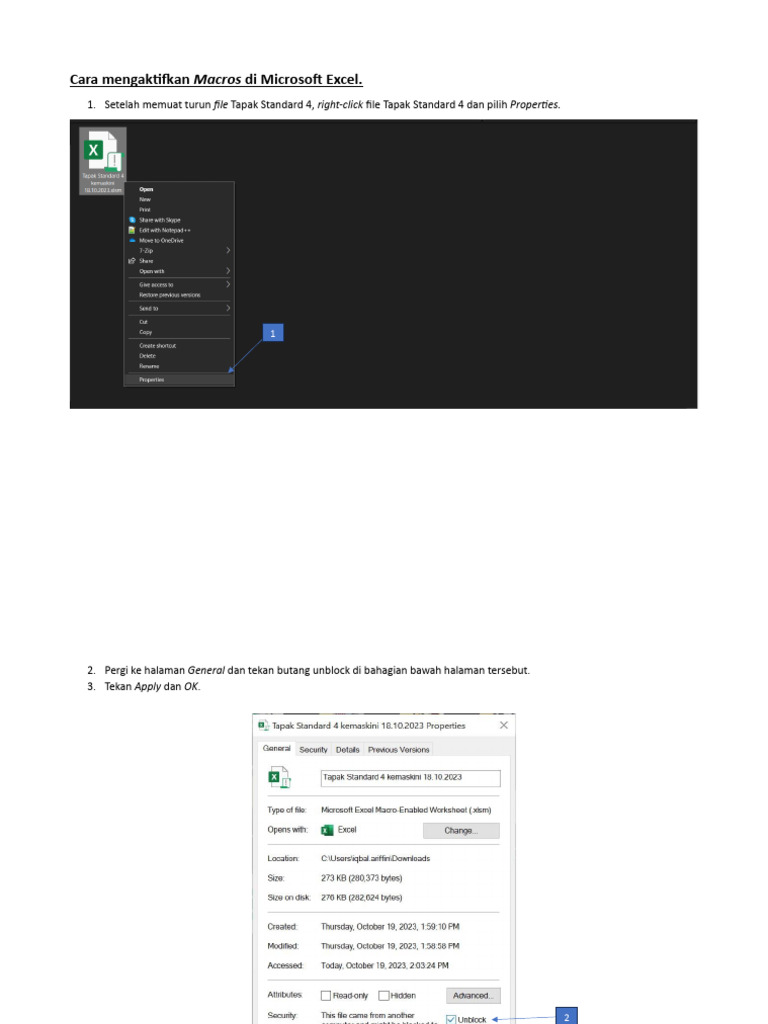 07-Cara Mengaktifkan Macros Di Microsoft Excel (1) | PDF