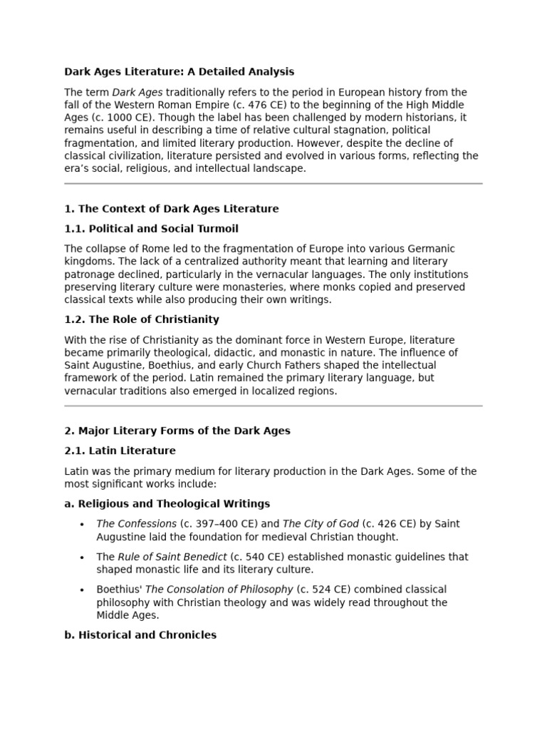 Dark Ages Literature Overview | PDF | Germanic Peoples | Anglo Saxons