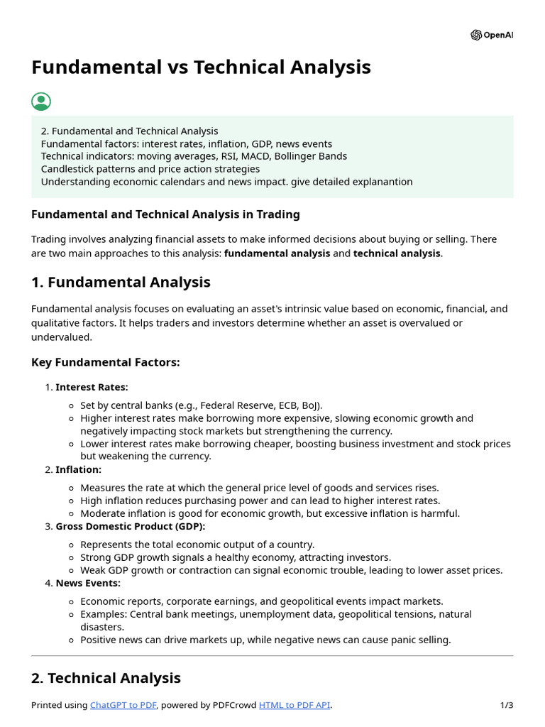 Fundamental Vs Technical Analysis | PDF | Technical Analysis | Economies