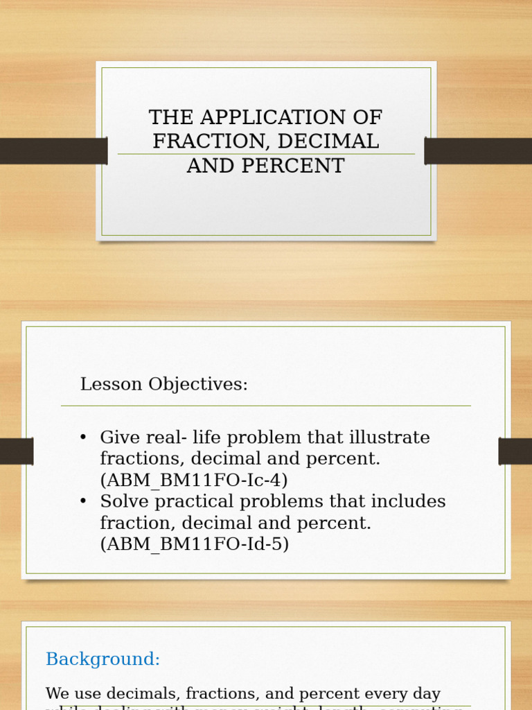 3 Application of Fraction, Decimal & Percent | PDF | Interest | Economies