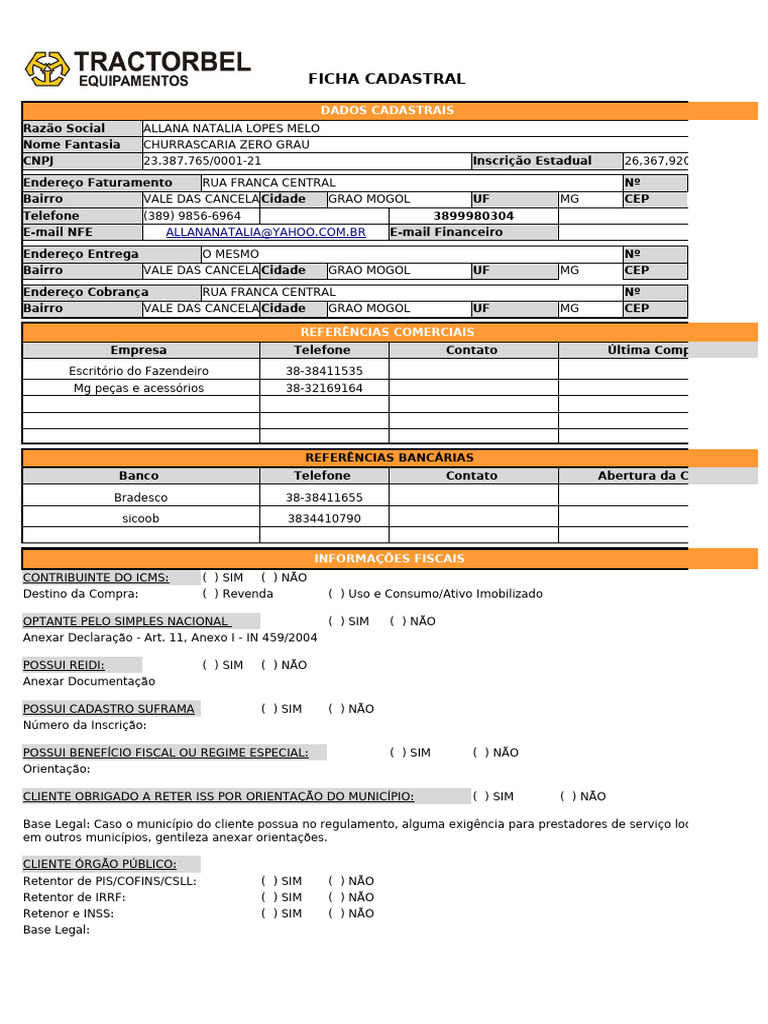 Ficha Cadastral em Branco Atualizada-1 | PDF