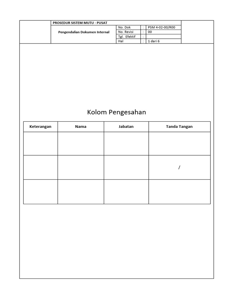 PSM 4-02-00 R00 Pengendalian Dokumen Internal | PDF