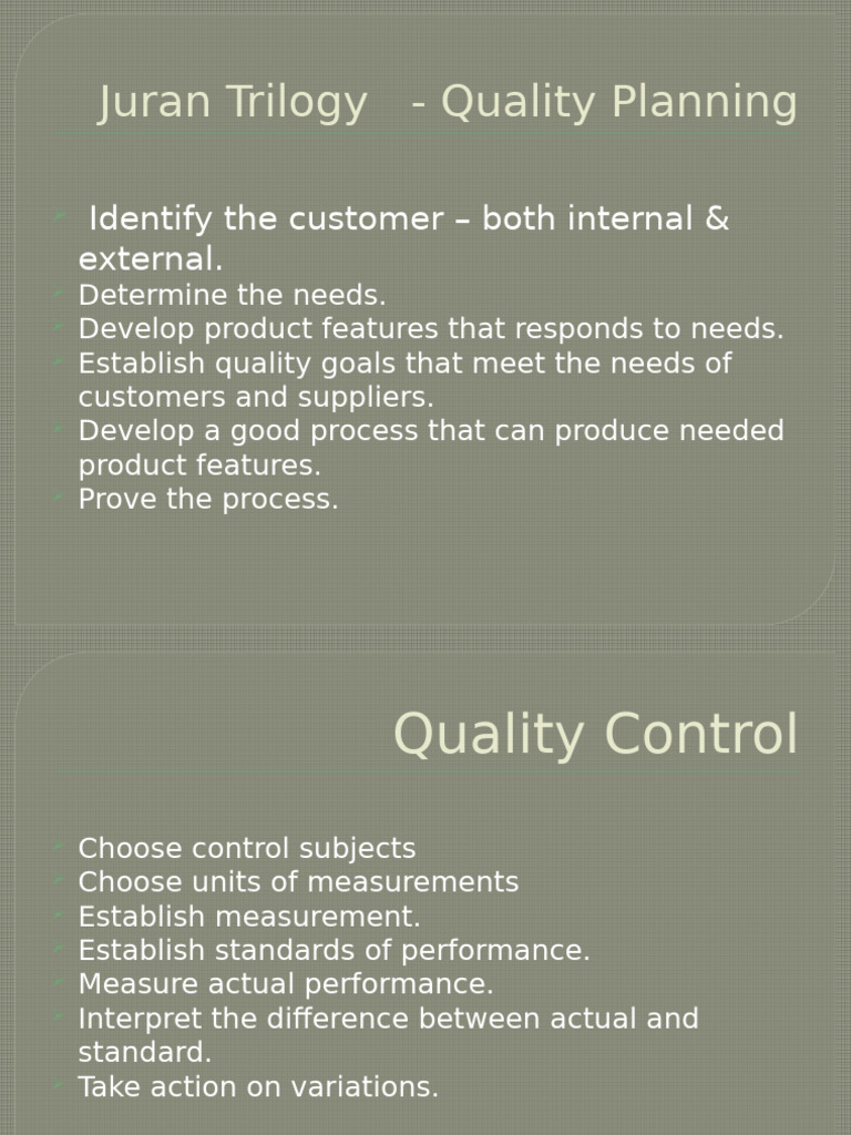 Juran Trilogy: Quality Planning Overview | PDF