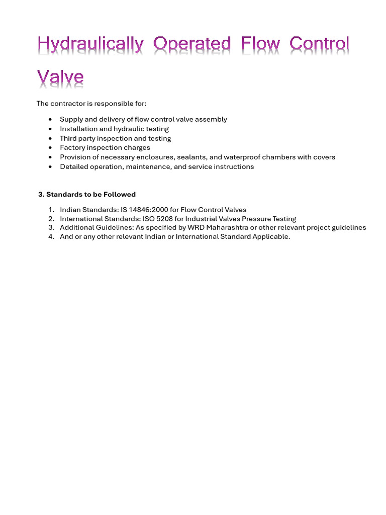 Hydraulically Operated Flow Control Valve | PDF
