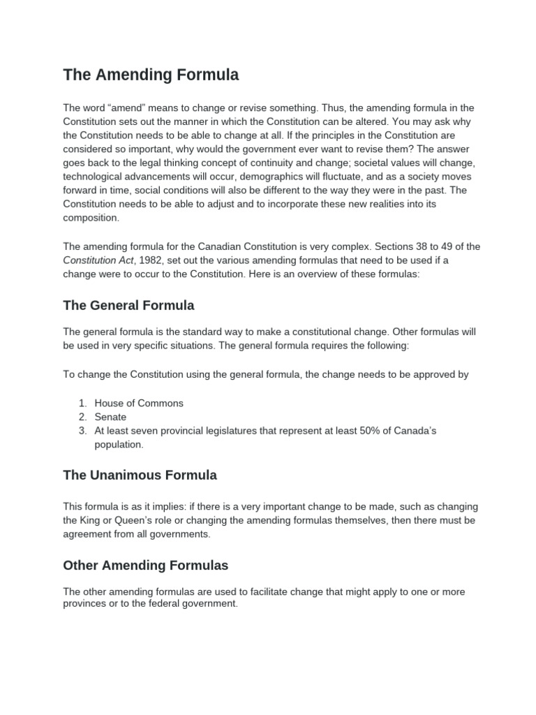 Understanding Canada's Amending Formula | PDF | Statutory Law ...