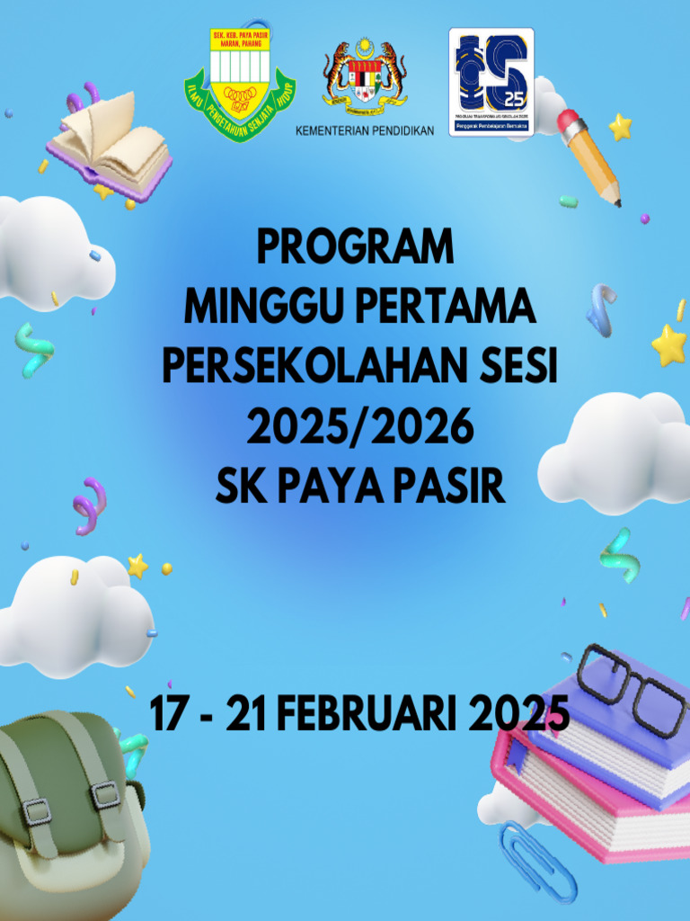 Program Minggu Pertama Persekolahan Sesi 2025/2026 SK Paya Pasir | PDF