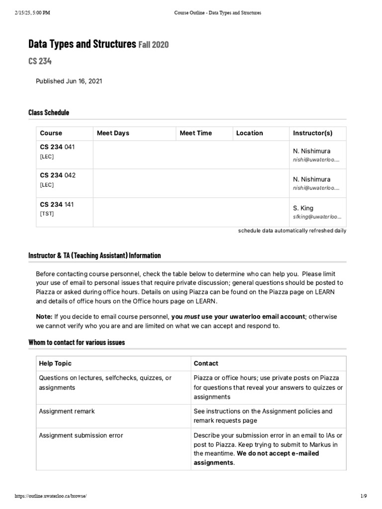 CS 234 Fall 2020 Course Outline | PDF | Turnitin | Plagiarism